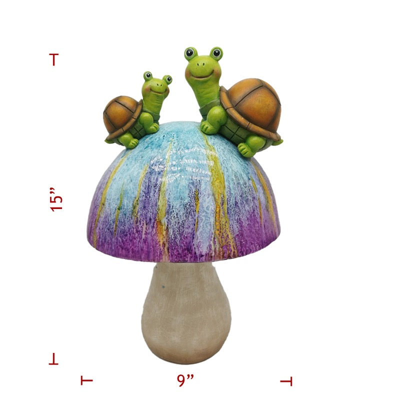 Large Mushroom with Turtles – Pandy's Garden Center
